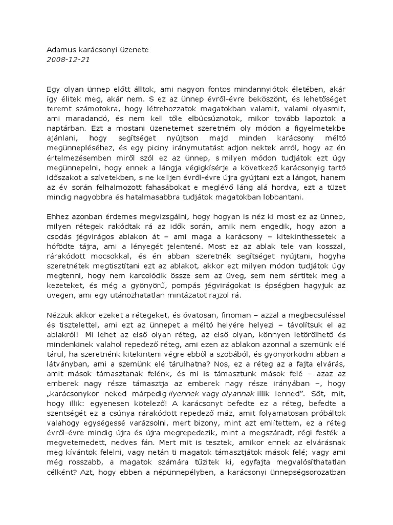 Adamus Karácsonyi Üzenete | PDF