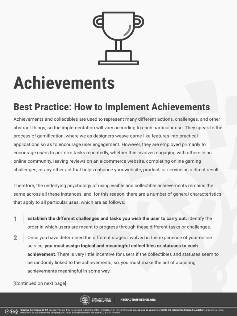 Achievements: Best Practice: How To Implement Achievements | PDF ...
