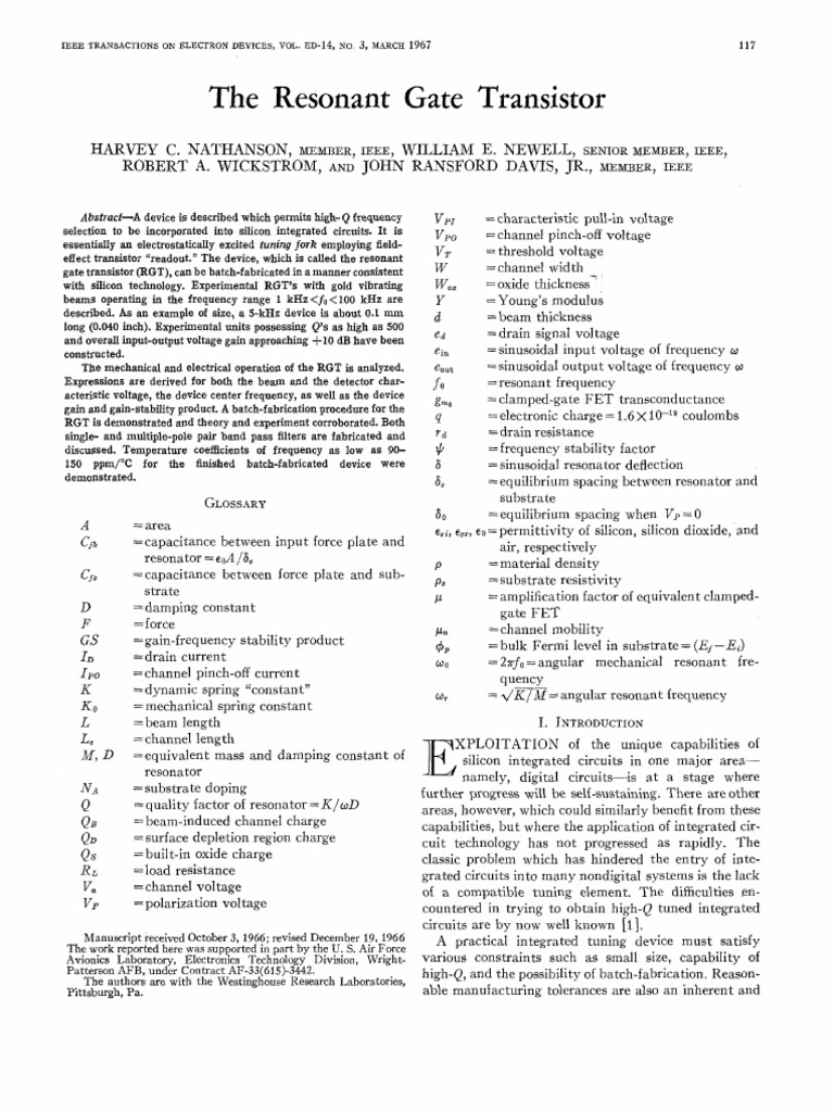 Resonant: Gate Transistor | PDF | Field Effect Transistor | Amplifier