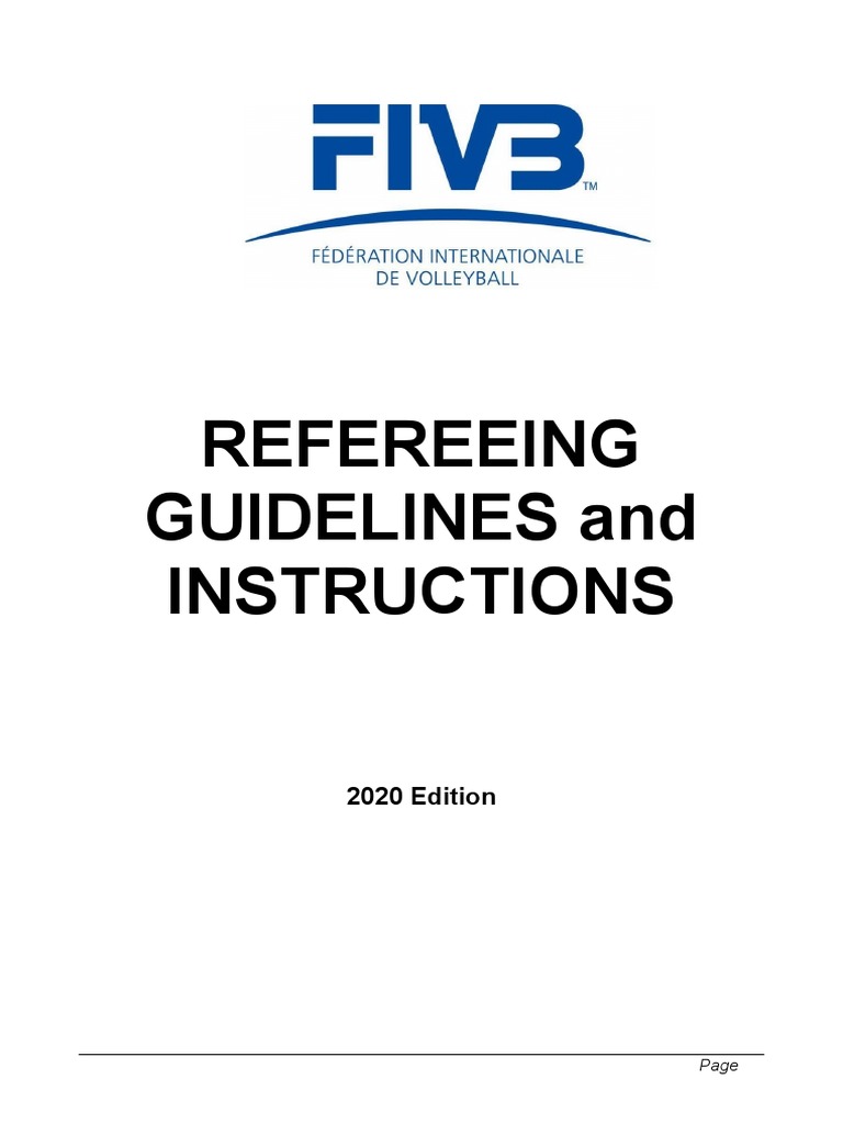 Refereeing Guidelines and Instructions: 2020 Edition | PDF | Volleyball ...