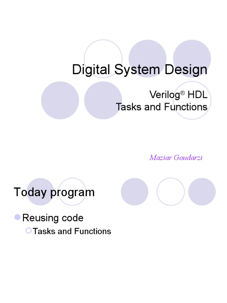 Digital System Design Verilog Hdl Tasks And Functions Pdf Subroutine Hardware Description 