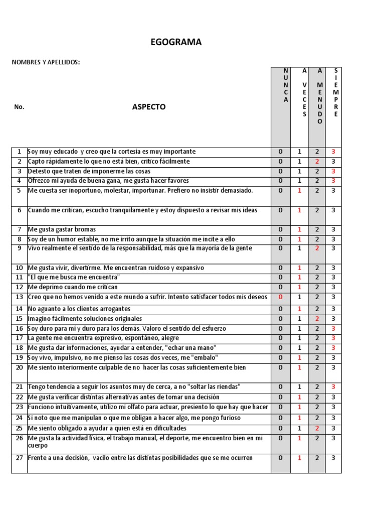 Egograma Preguntas Completo | PDF