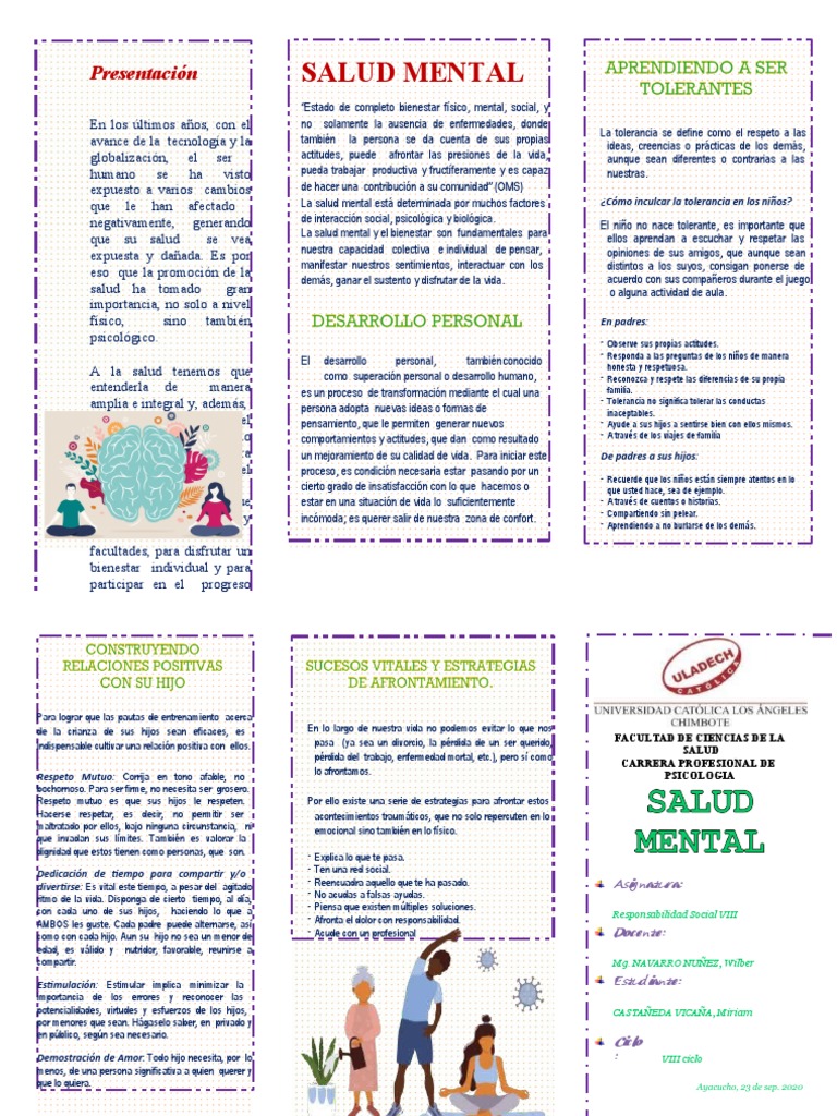 Triptico Salud Mental | PDF | Salud mental | Bienestar