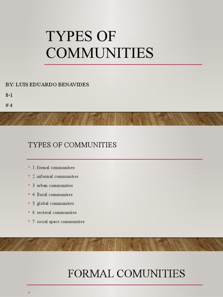 Types of Communities: By: Luis Eduardo Benavides 8-1 # 4 | PDF