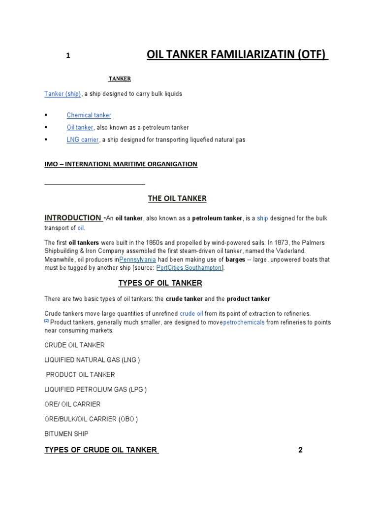 Oil Tanker Types and Safety Overview | PDF | Oil Tanker | Petroleum