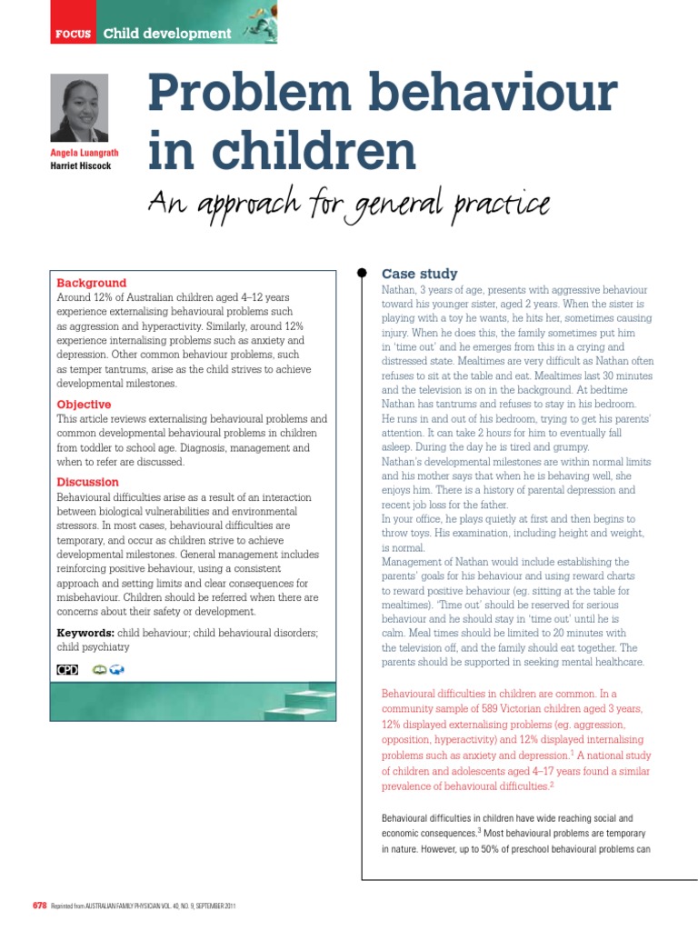 Problem Behaviour in Children: An Approach For General Practice | PDF ...