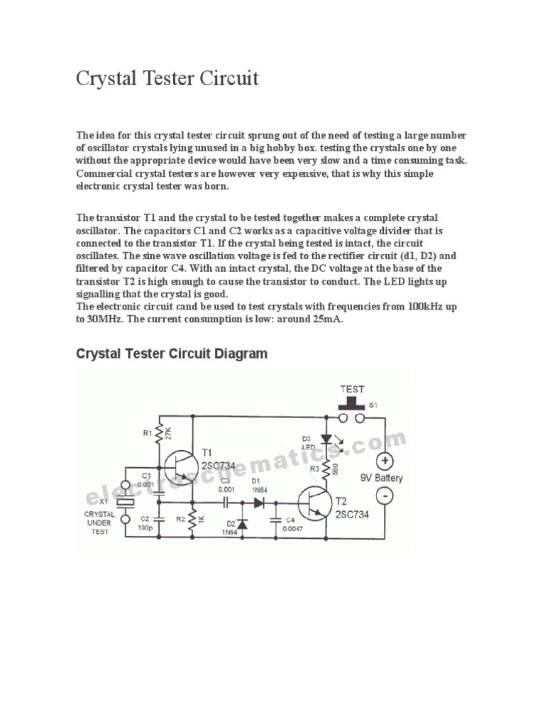 Crystal Tester Circuit Design Guide | PDF | Science & Mathematics