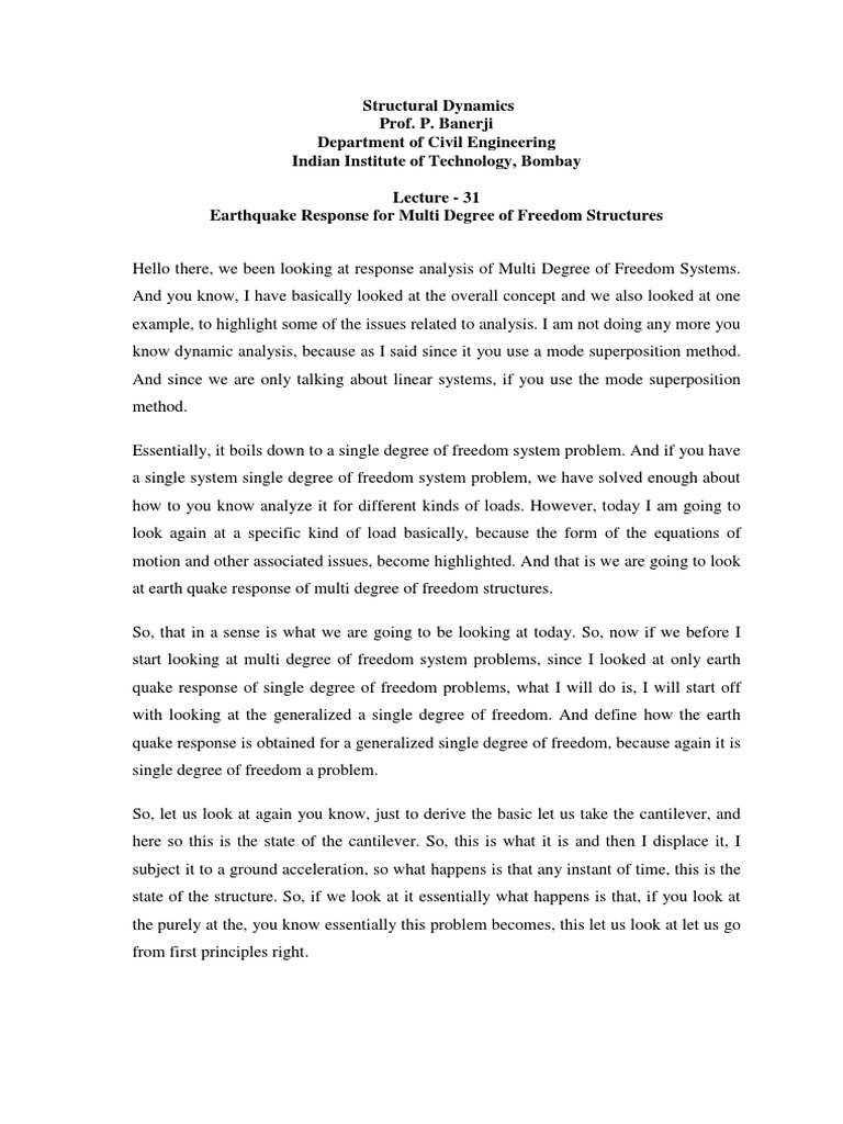 Lec 31 | PDF | Normal Mode | Inertia