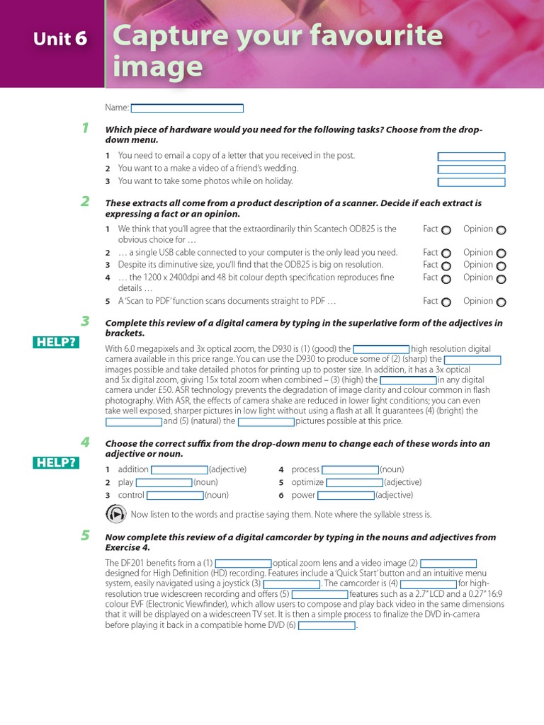 Infotech4 Intermediate Unit6 Workbook PDF | PDF | Image Scanner | Camera