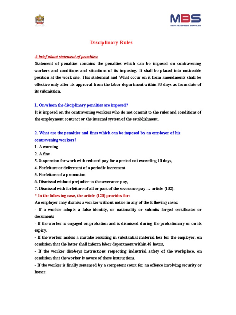 Disciplinary Rules: A Brief About Statement of Penalties | PDF | Fine ...