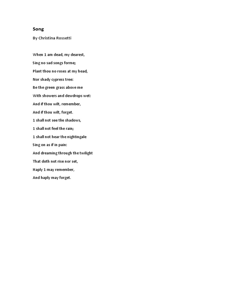 Christina Rossetti's "Song" Analysis | PDF | Poetry