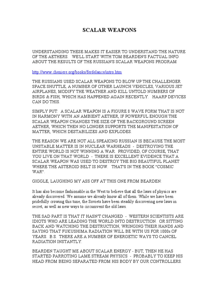 Scalar Weapons | PDF | Luminiferous Aether | Matter