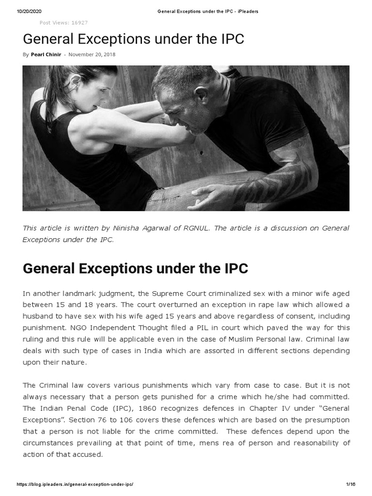 General Exceptions Under The IPC - Ipleaders PDF | PDF | Assault ...