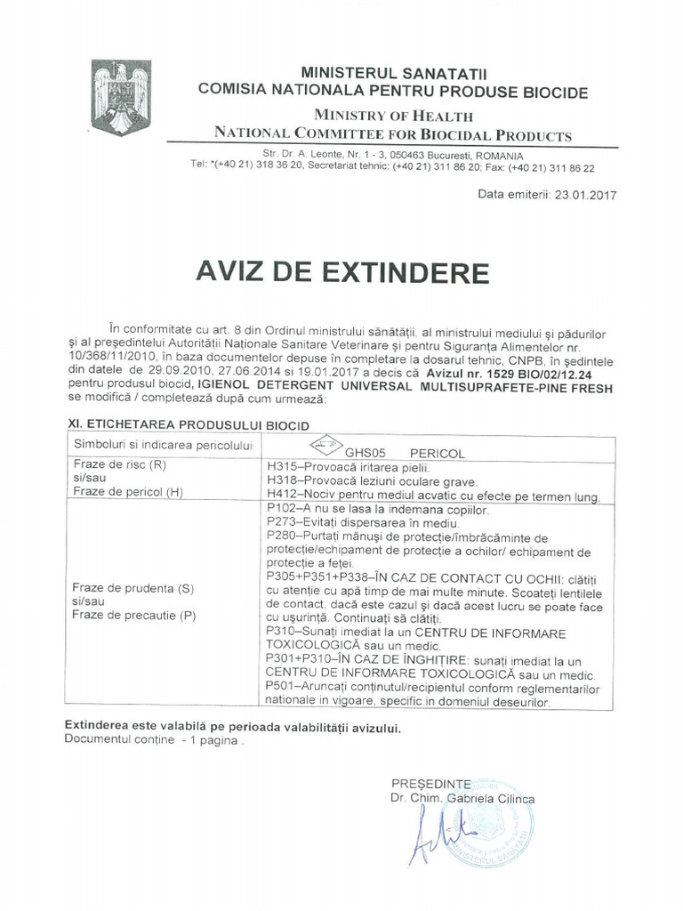 Avize BIO Igienol Universal Pine Fresh 1L | PDF