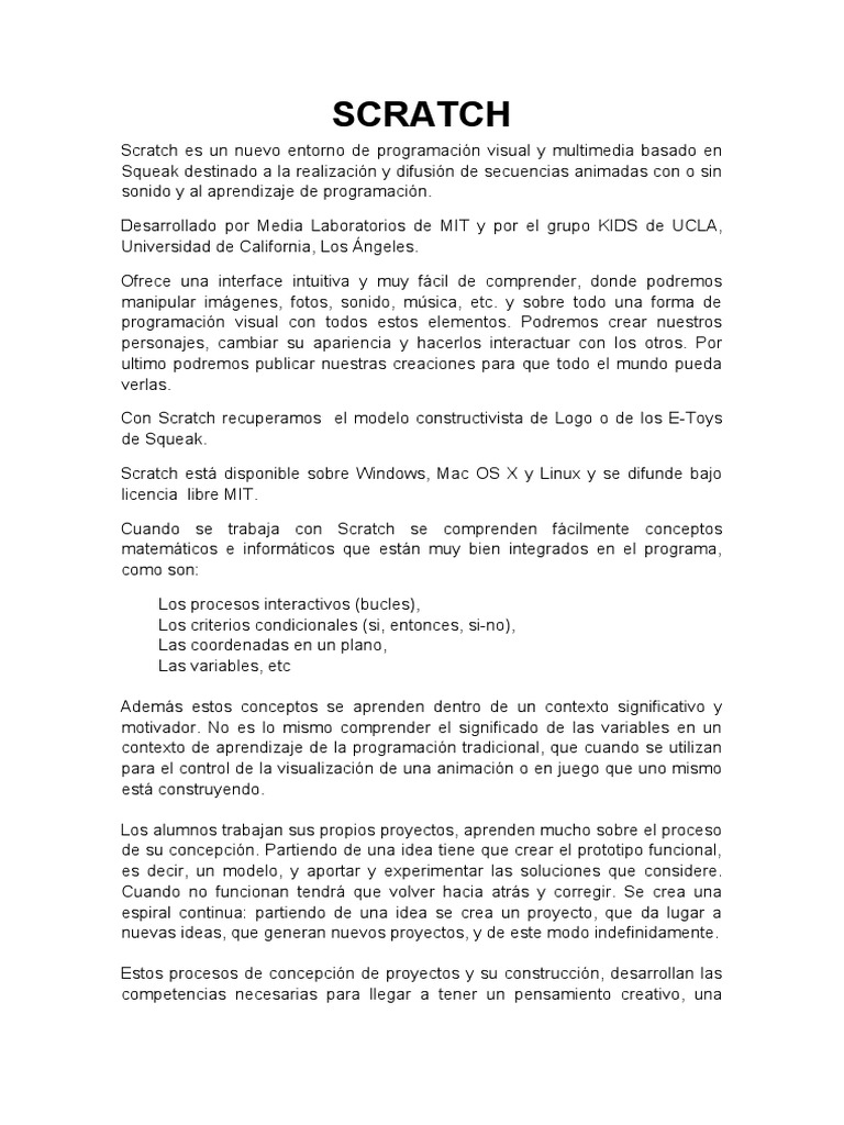 Tarea de Scrath | PDF | Scratch (lenguaje de programación) | Informática