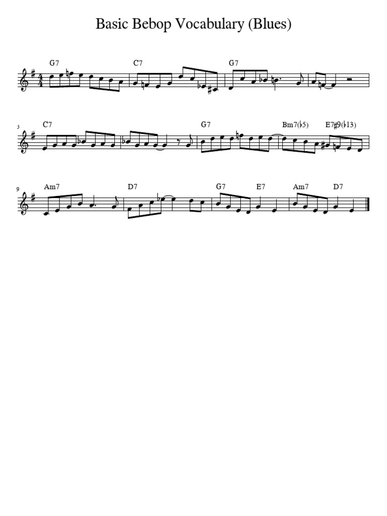 Basic Bebop Vocabulary (Blues) | PDF