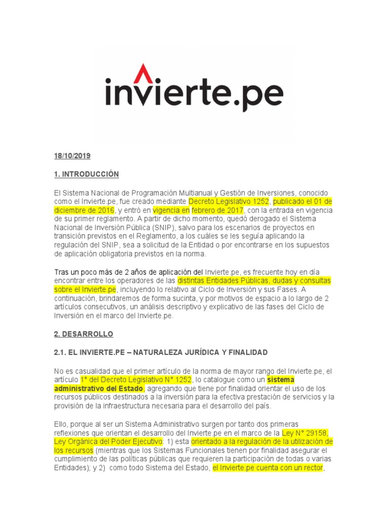 Invierte Pe | PDF | Presupuesto | Evaluación