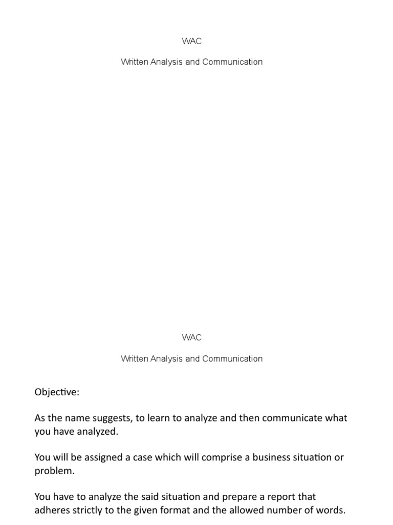 WAC Written Analysis and Communication | PDF | Cognition | Communication