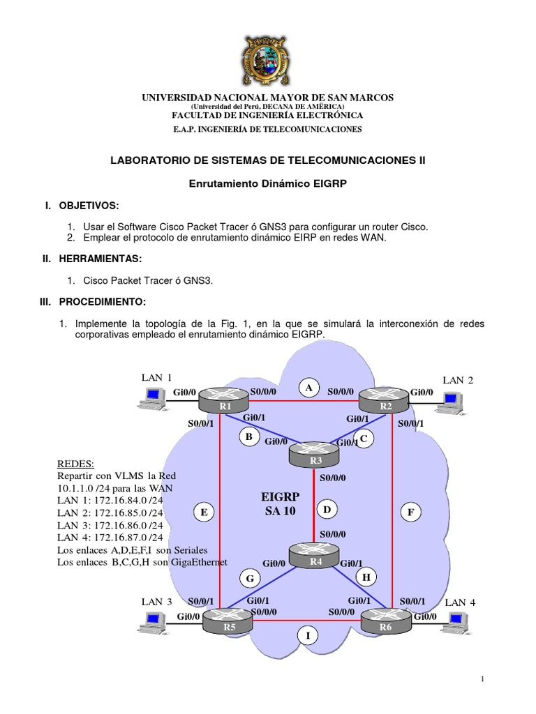 Lab Enrutamiento Dinámico EIGRP | Descargar gratis PDF | Enrutador (Computación) | Protocolos de red