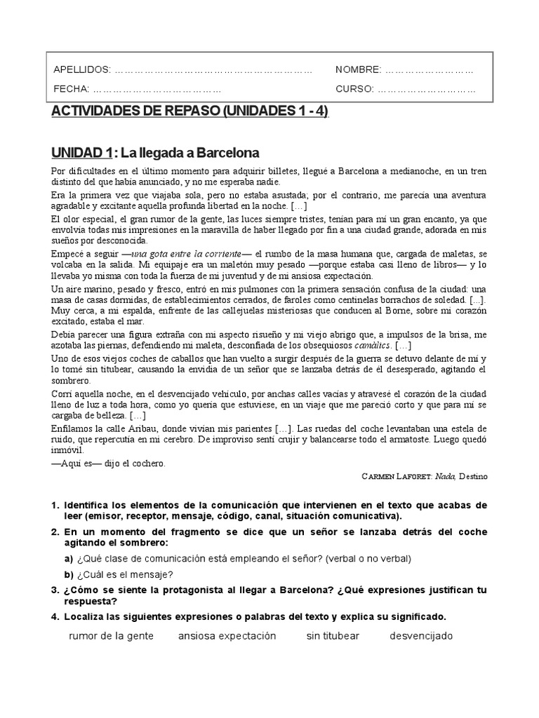 Actividades de Lengua y Literatura 4º | PDF | Sustantivo | Plural