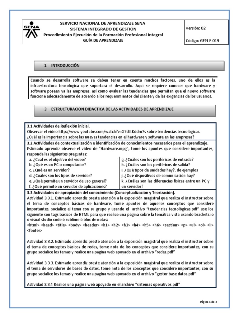 Guia 1 Fichas Hardware ADSI | PDF | Hardware de la computadora ...