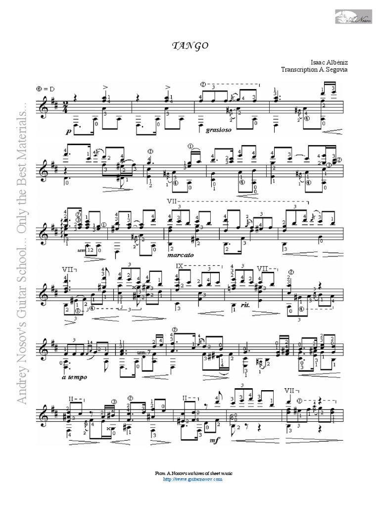 Tango: Isaac Albéniz Transcription A.Segovia | PDF