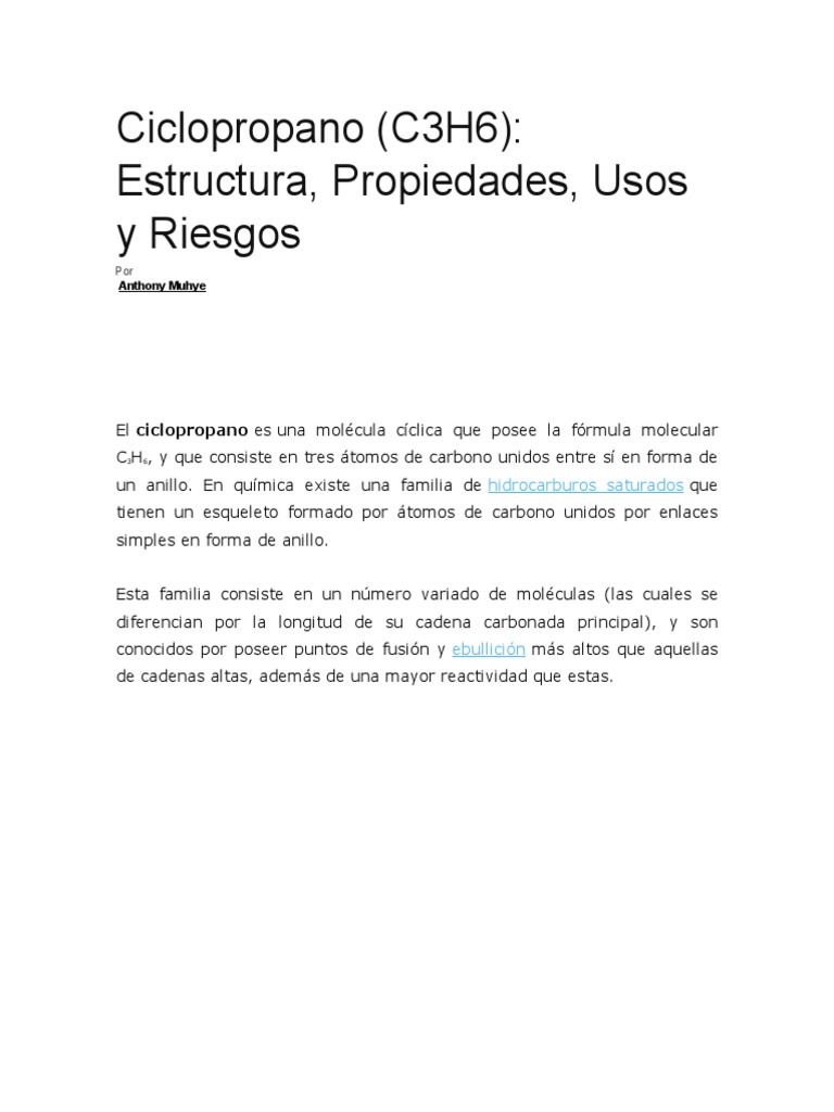 Ciclopropano | PDF | Alcano | Enlace químico