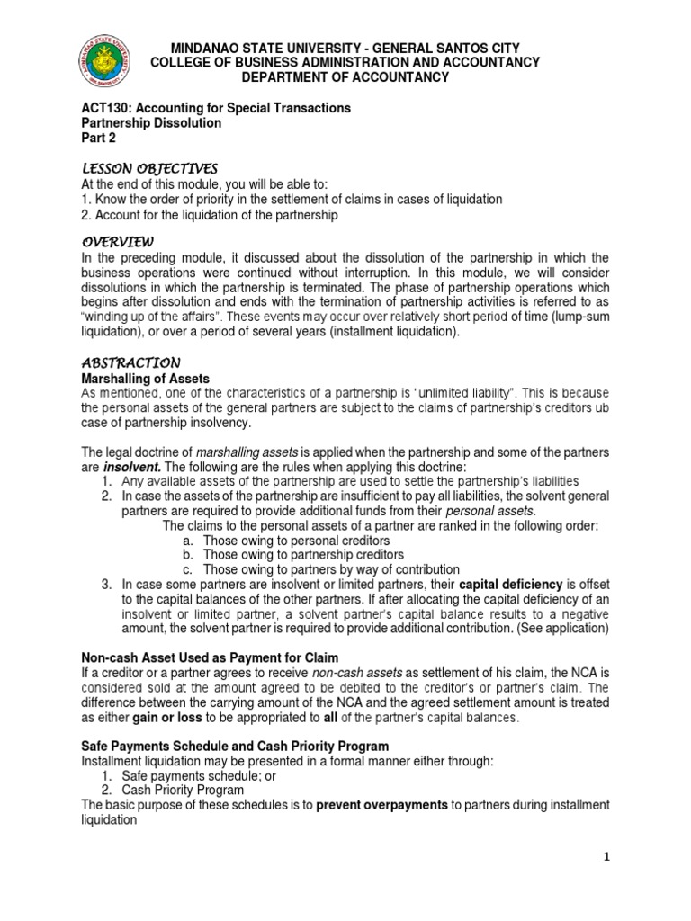 MODULE 5-Part 2 | PDF | Liquidation | Insolvency MODULE 5-Part 2 | PDF | Liquidation | Insolvency