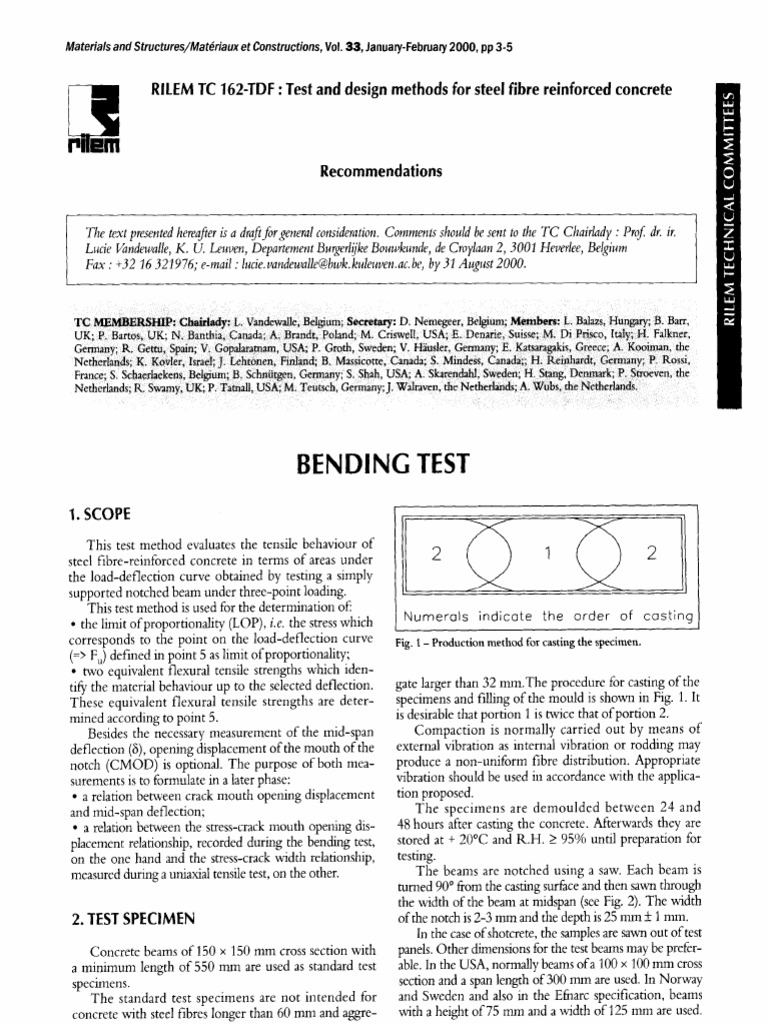 RILEM TC 162-TDF Test and Design Methods For Steel Fibre Reinforced ...