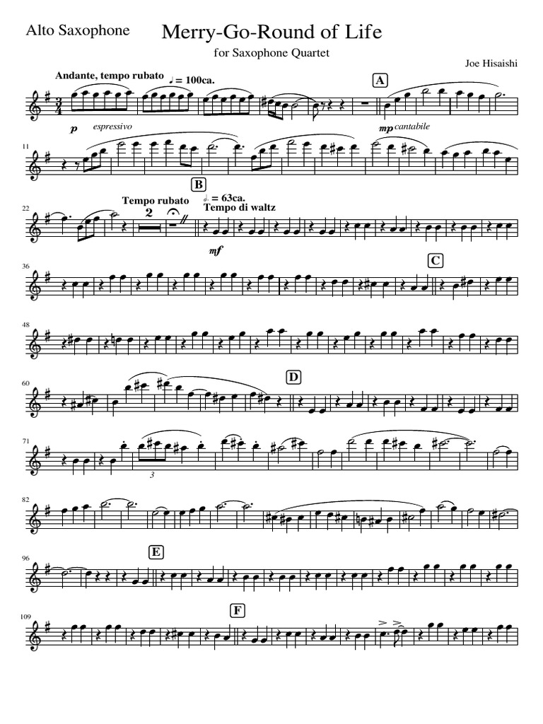 Merry-Go-Round - of - Life партии-Alto - Saxophone PDF | PDF