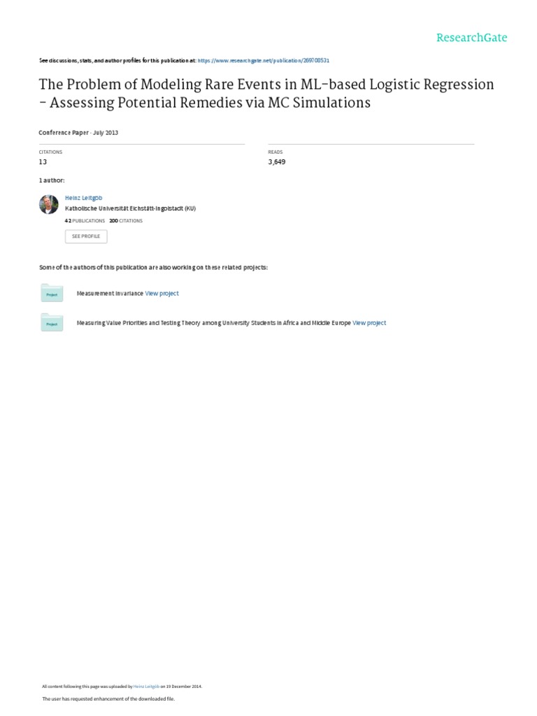 The Problem of Modeling Rare Events in ML-based Logistic Regression - Assessing Potential ...