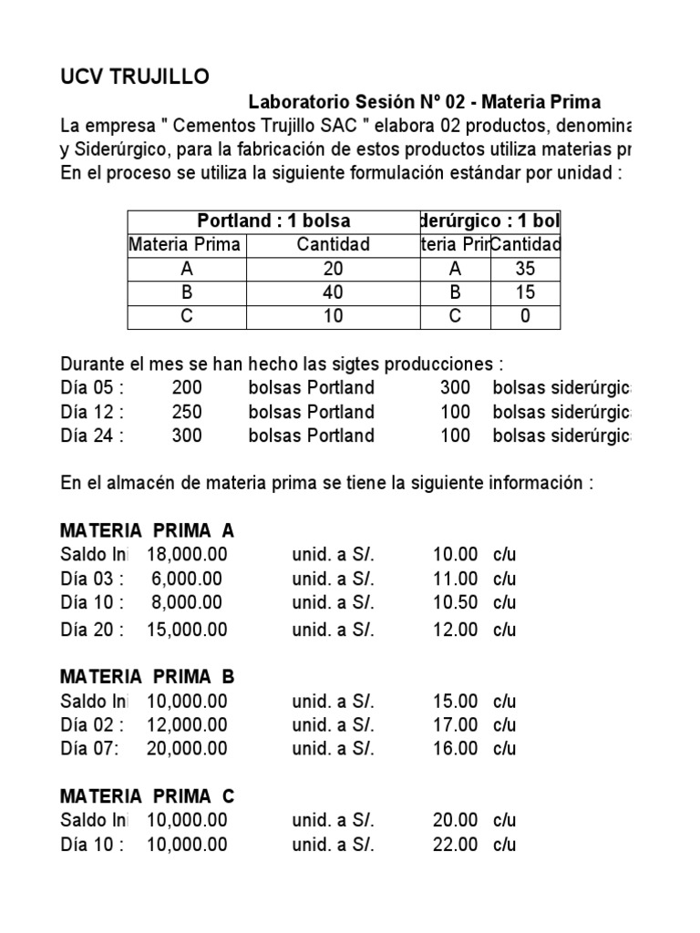 Bryan Vergara Mostacero - Materia Prima | PDF | Ingeniería de ...