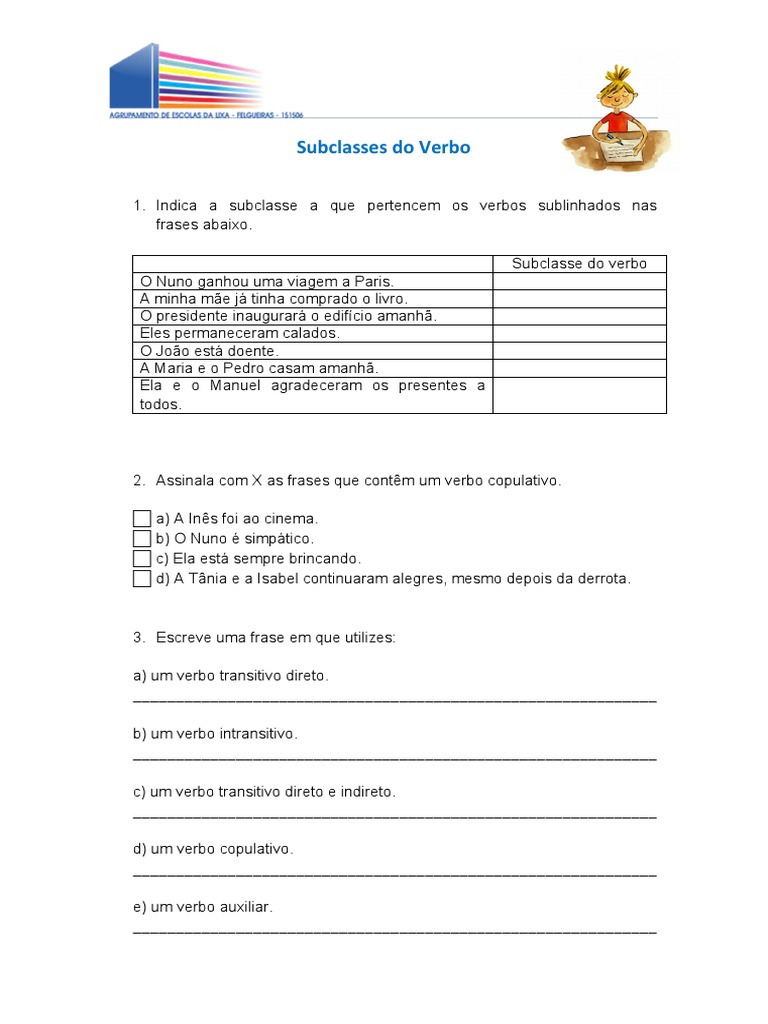 Subclasse Do Verbo - EXERCÍCIO | PDF