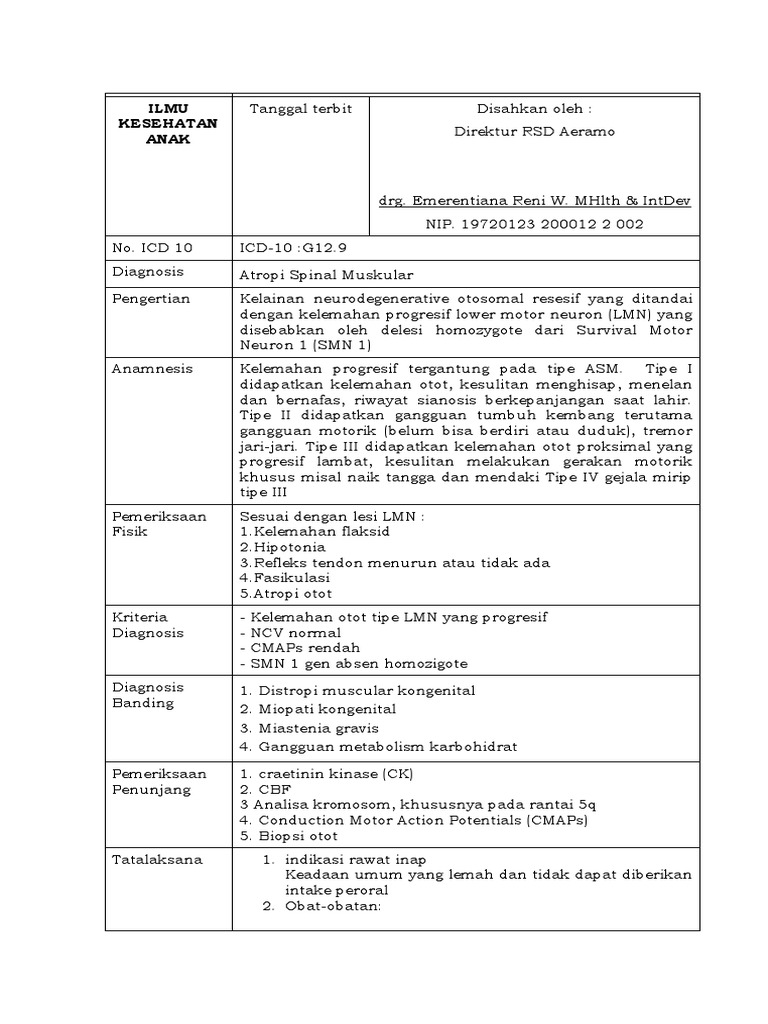 Atropi Spinal Muskular: Diagnosis dan Tatalaksana | PDF | Pengembangan Diri | Kesehatan Holistik