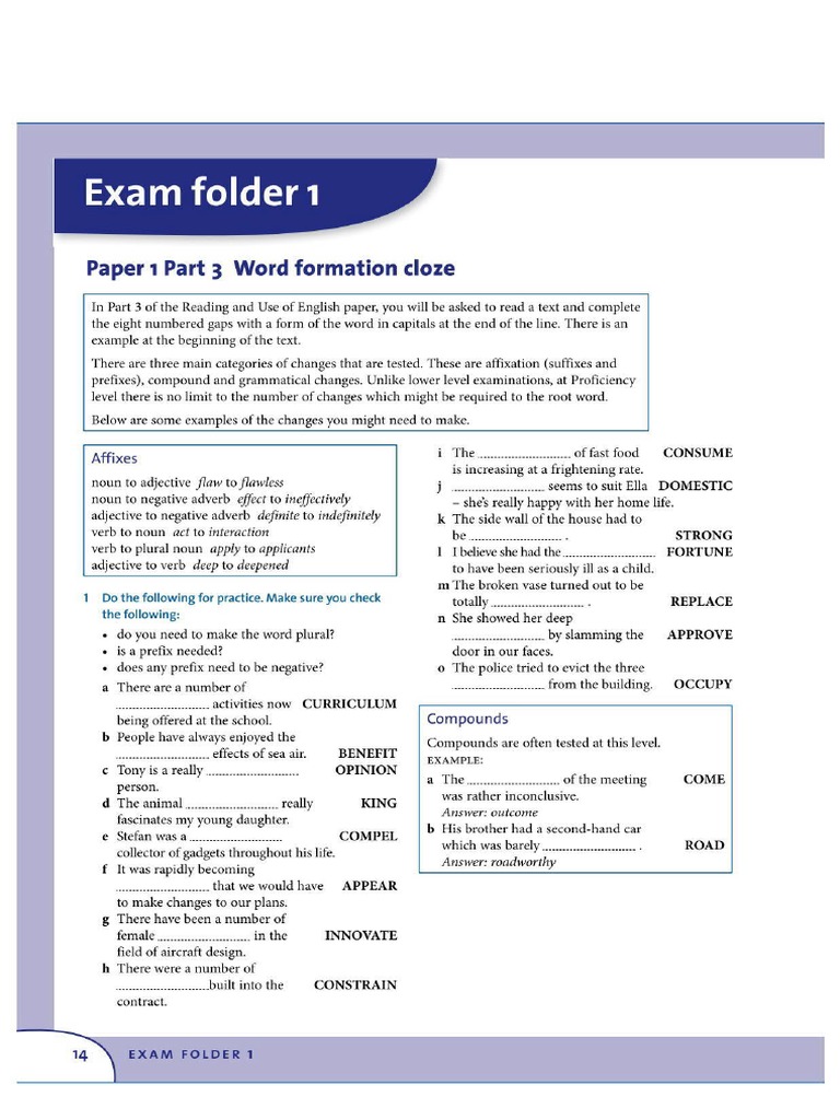 Exam Folder 1-Proficiency-SB-Book | PDF