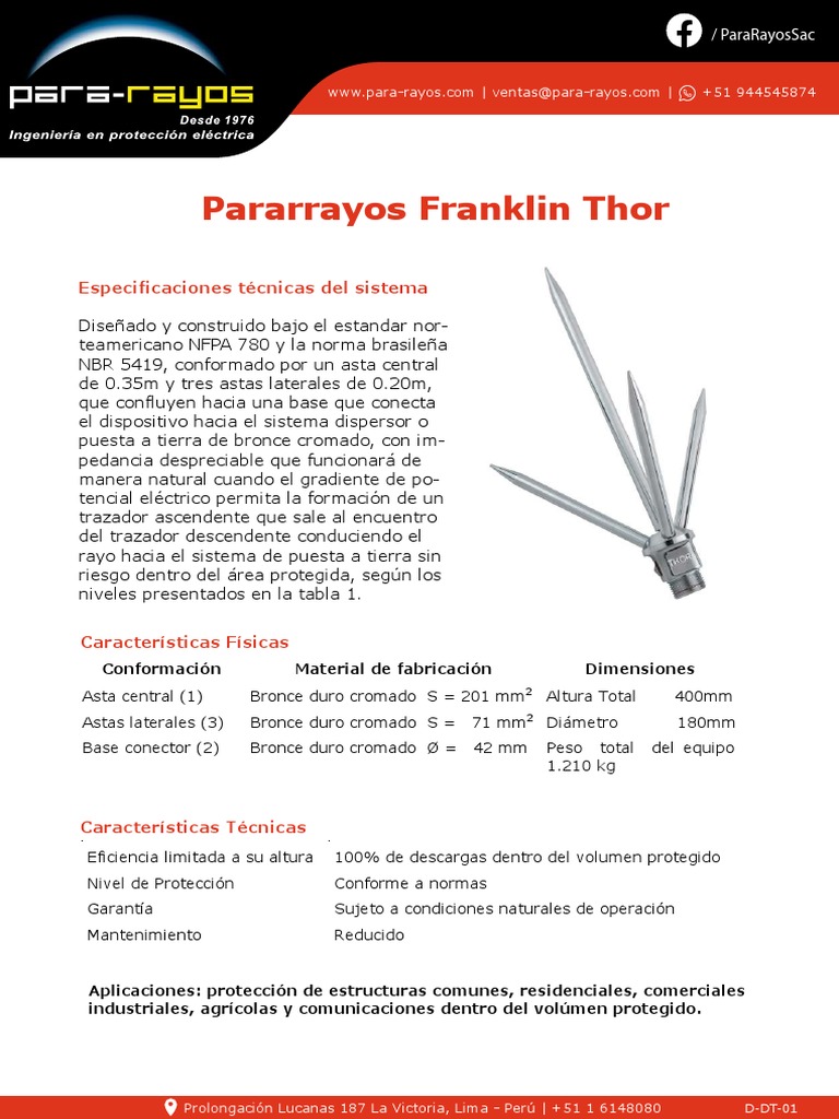 D DT 04 Ficha Técnica Pararrayo FRANKLIN PDF | PDF