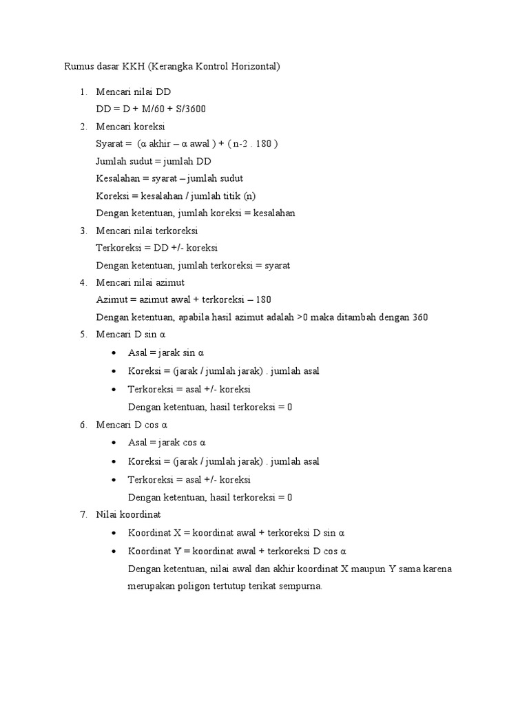 Rumus Dasar KKH untuk Kontrol Horizontal | PDF