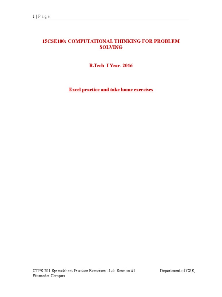 Practice Ex Work PDF | PDF | Spreadsheet | Microsoft Excel