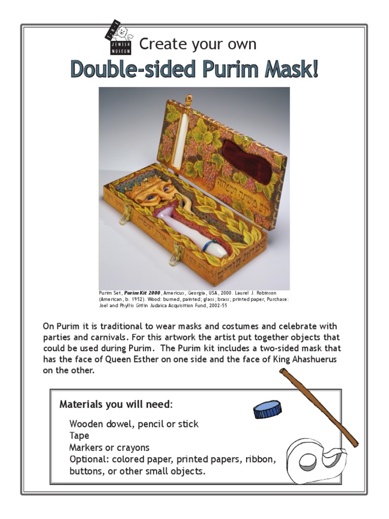 Create your own Double-sided Purim Mask | PDF | Esther | Book Of Esther