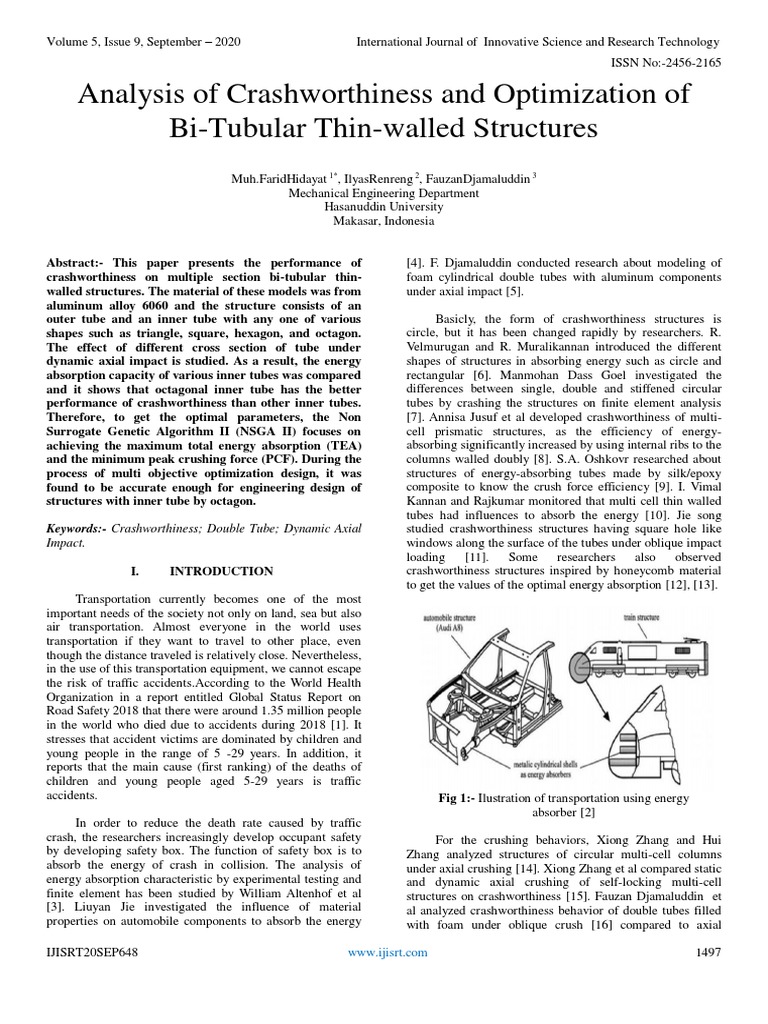 Analysis of Crashworthiness and Optimization of Bi-Tubular Thin-Walled Structures | PDF ...