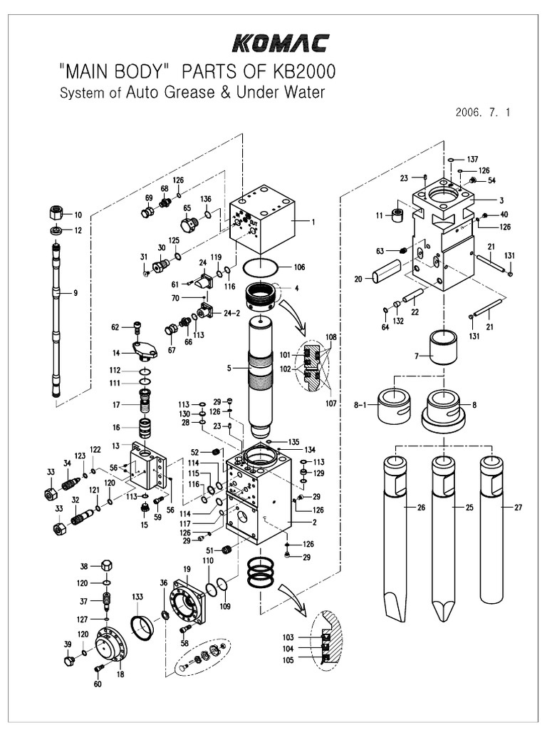 Martillo Komac KB2000 Parts Manual PDF | PDF | Screw | Valve