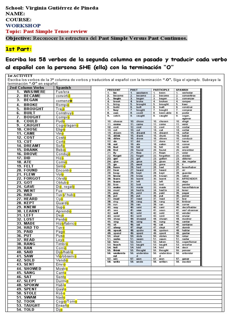 Past Simple Tense-Review | PDF | Bebidas | Idiomas