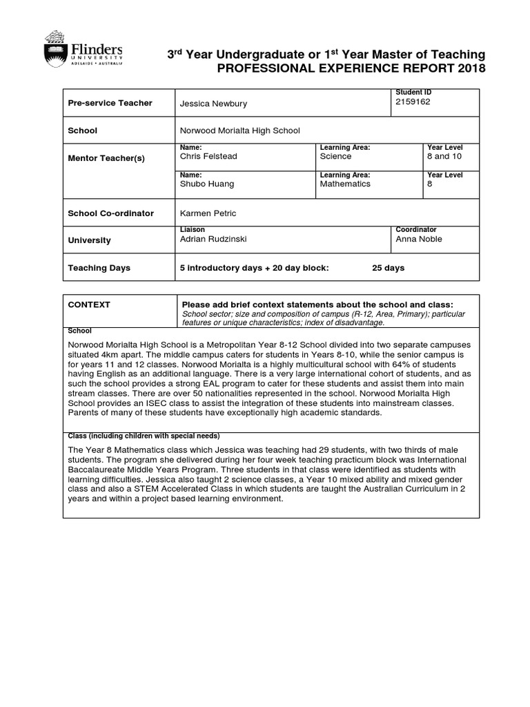 Final Report - Newbury Jessica Mss 3rd Yr-1mteach Report 2018 | PDF ...