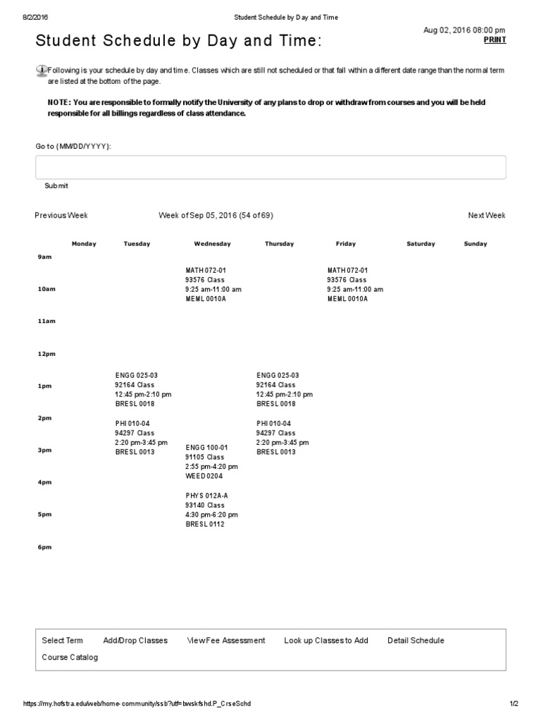 Student Schedule by Day and Time:: Aug 02, 2016 08:00 PM | PDF | Sports ...