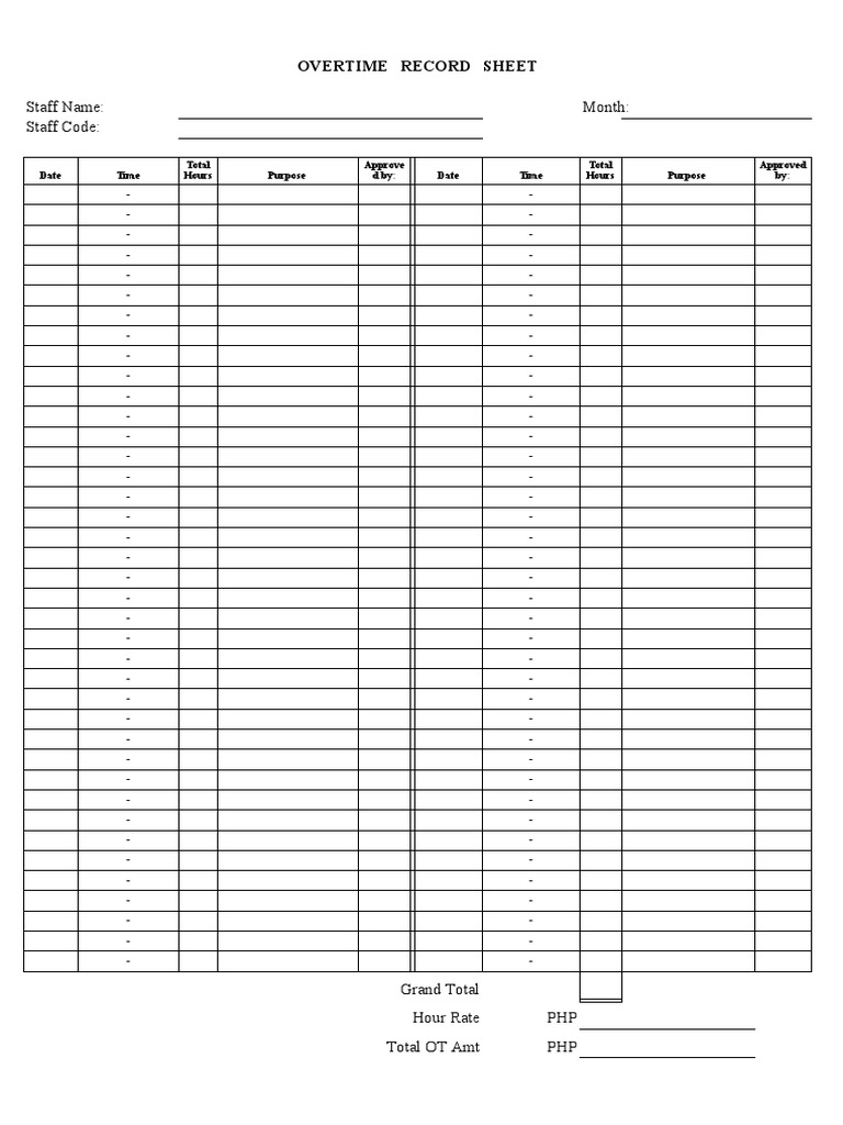CSC-OT Form | PDF | Working Time | Employment Compensation