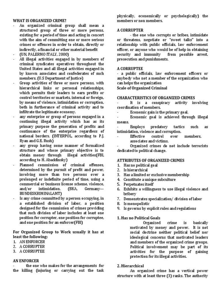 Cdi 4 Organized Crime Investigation Notes | PDF | Organized Crime ...
