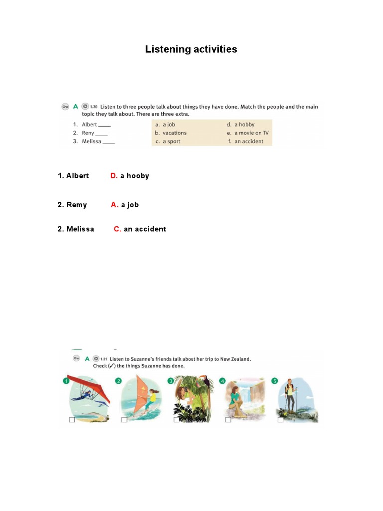 Exercise 8 - Listening Activities | PDF