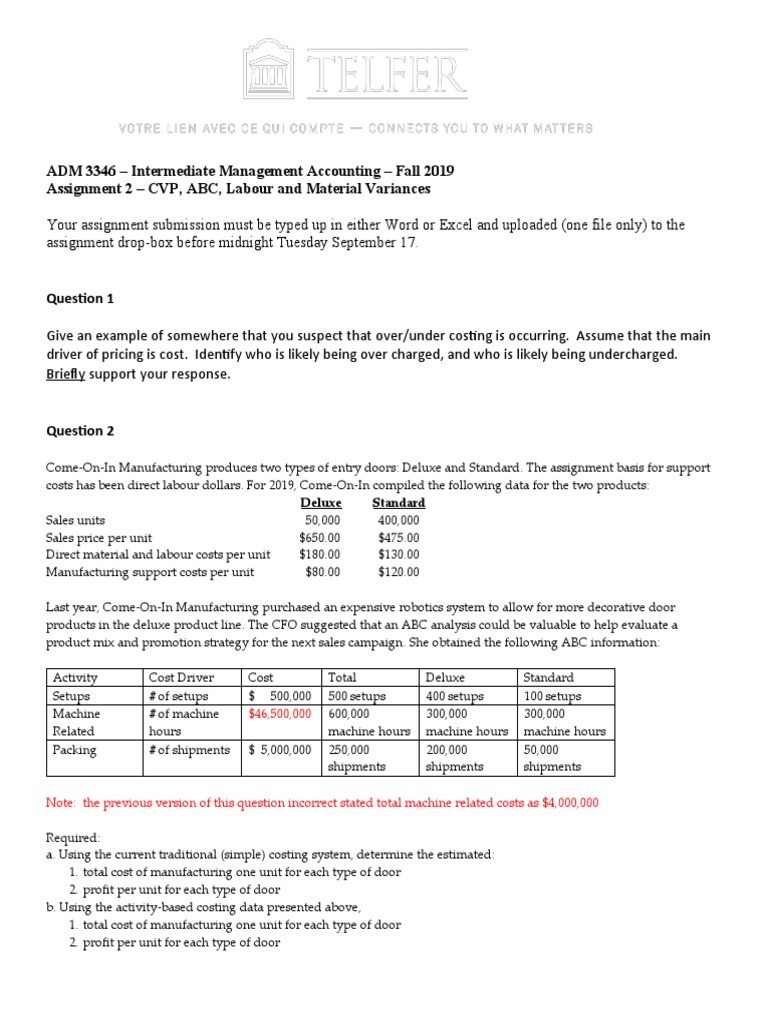 ADM3346 Assignment 2 Fall 2019 Revised With Typos Correctd | PDF ...