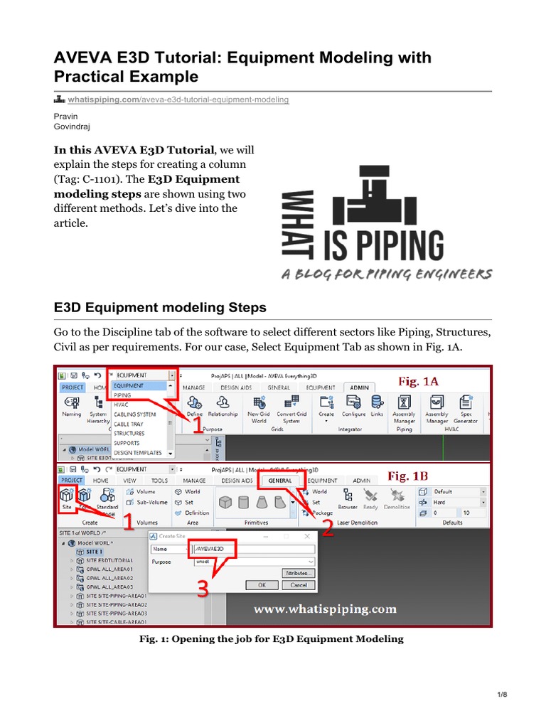 AVEVA E3D Tutorial Equipment Modeling With Practical Example | PDF ...