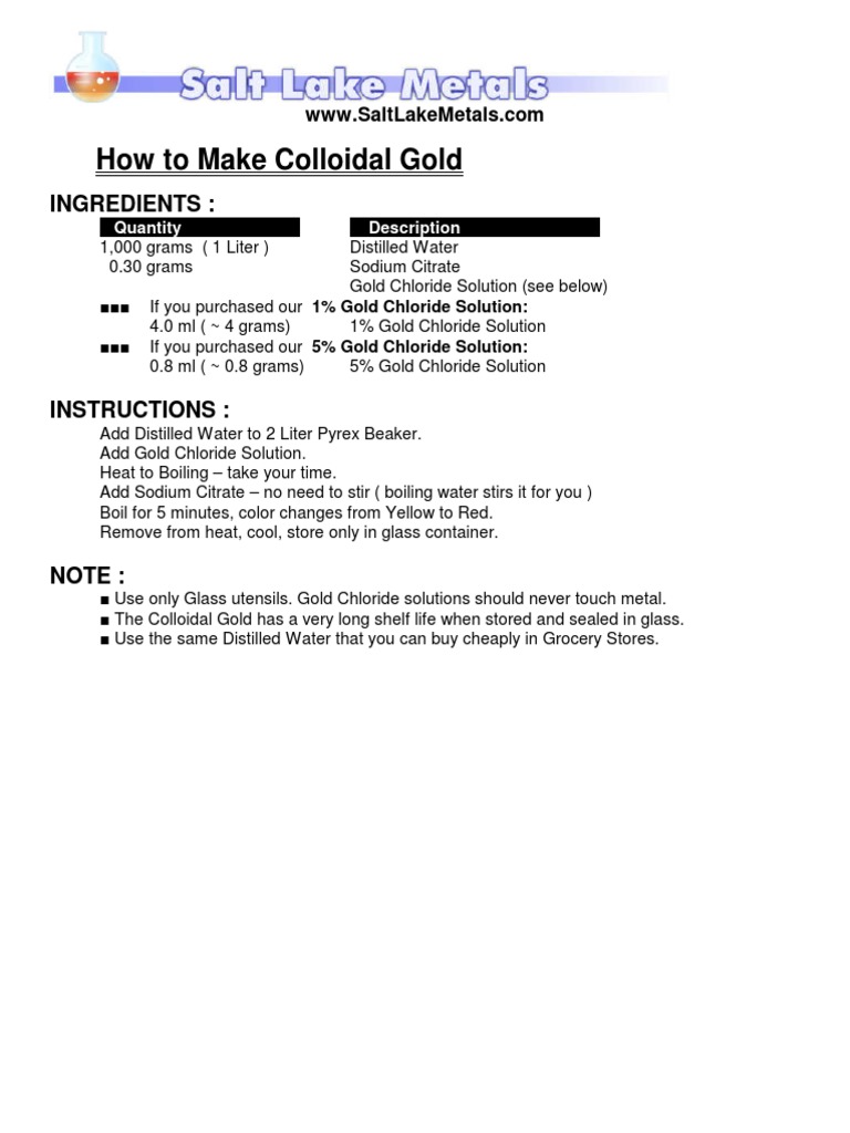 How to Make Colloidal Gold at Home | PDF